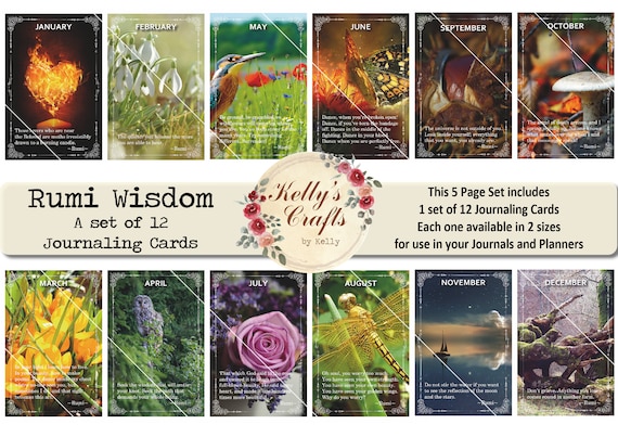 Rumi Wisdom Journaling Cards a Printable Digital Set of 12 | Etsy