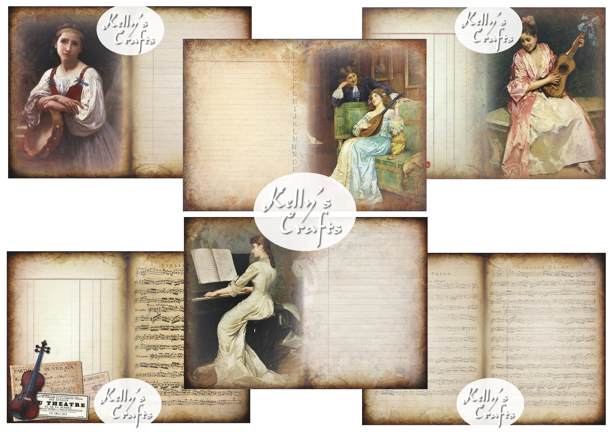 Music Junk Journal Printable Papers the Musician's - Etsy