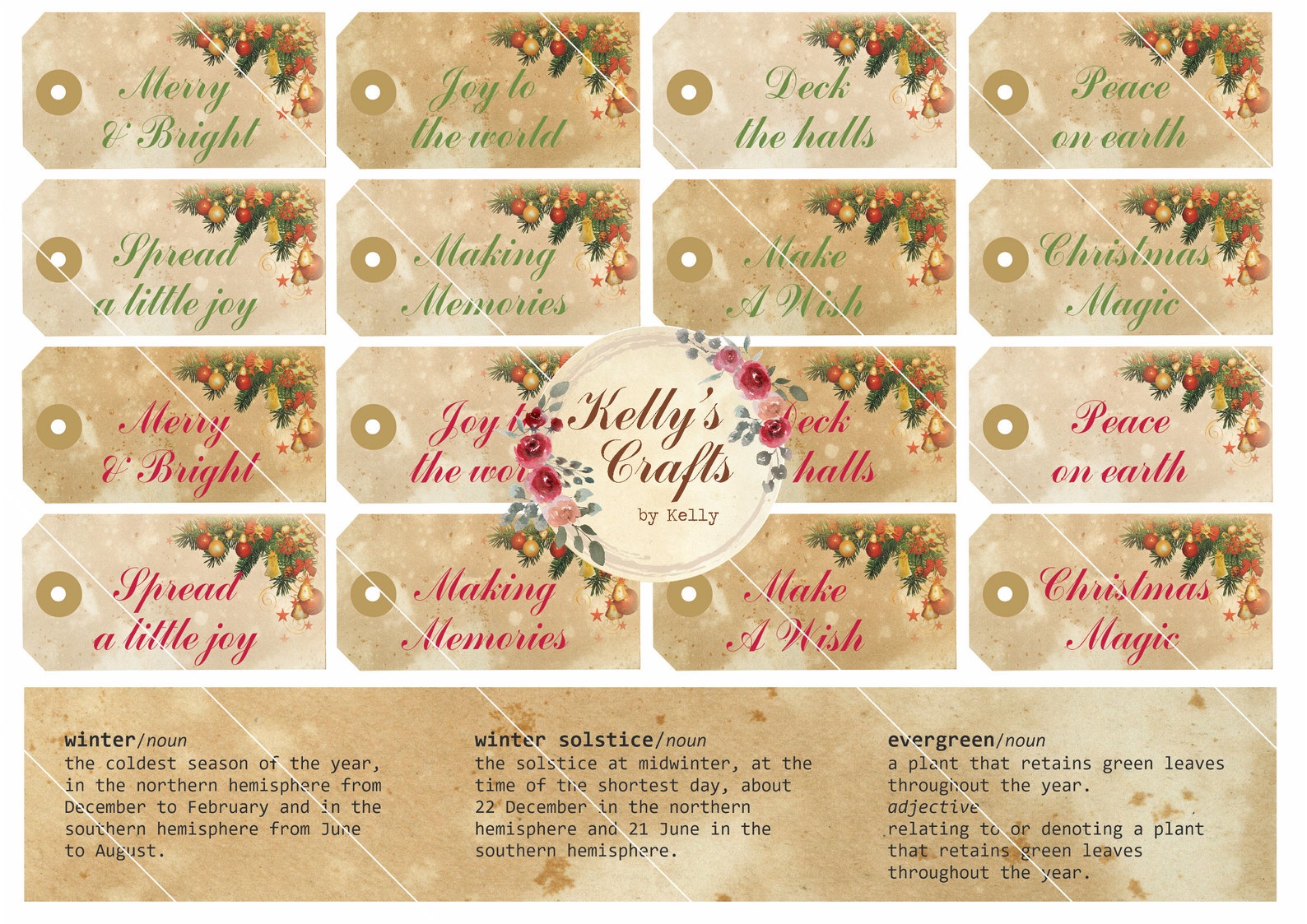 Christmas Labels Script Words Quotes Numbers - Etsy
