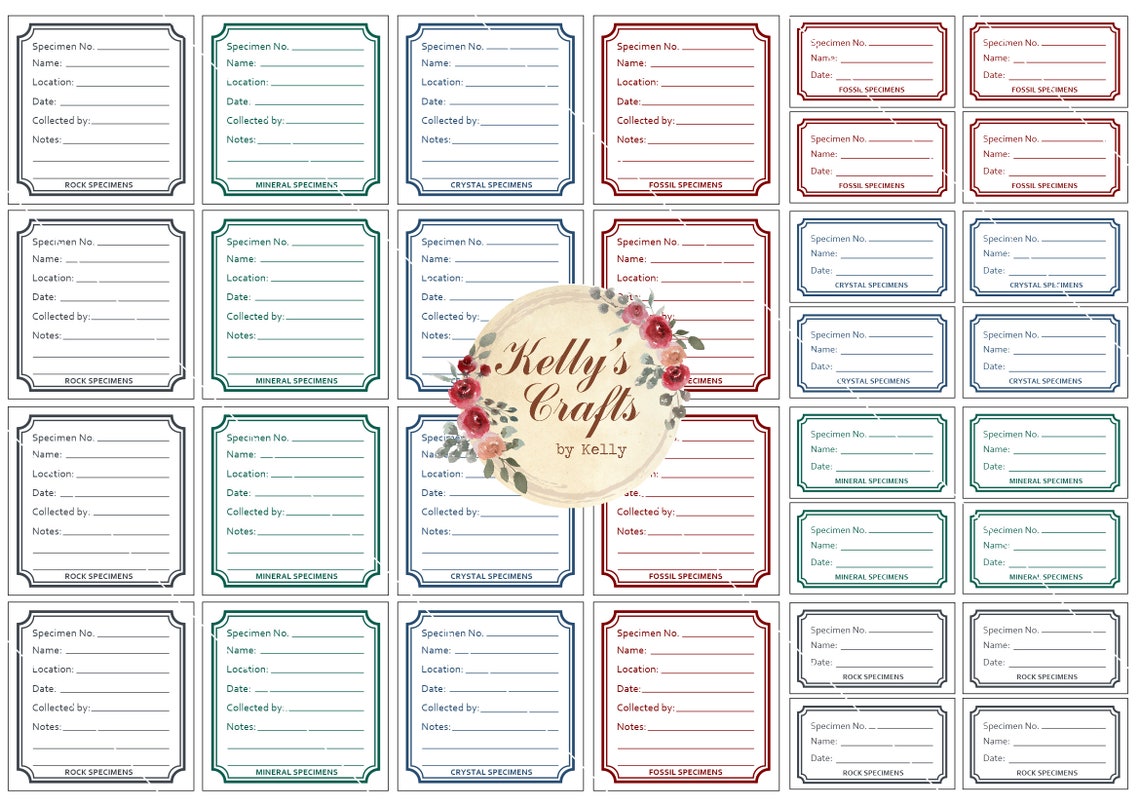 Rock, Mineral, Crystal and Fossil Specimen Cards and Labels - Field ...