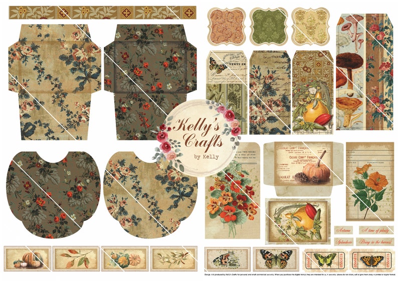 Printable Tall 'autumn Wallpaper' Junk Journal Kit - Etsy