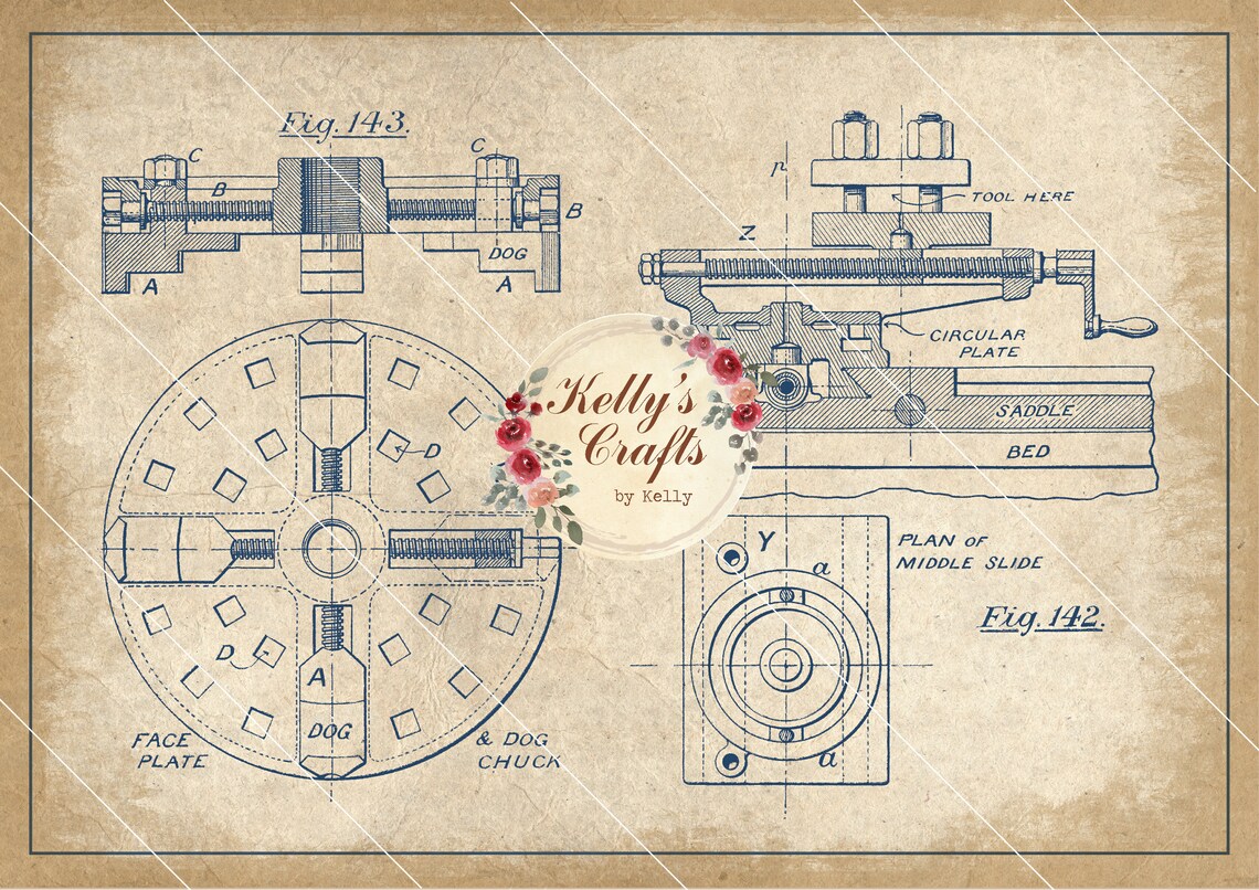 Mechanical Blueprints a digital collection of 10 journal page | Etsy