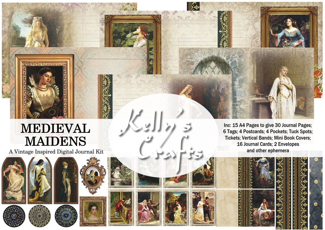 Medieval Journal Kit, 'medieval Maidens', Medieval Junk Journal Kit ...