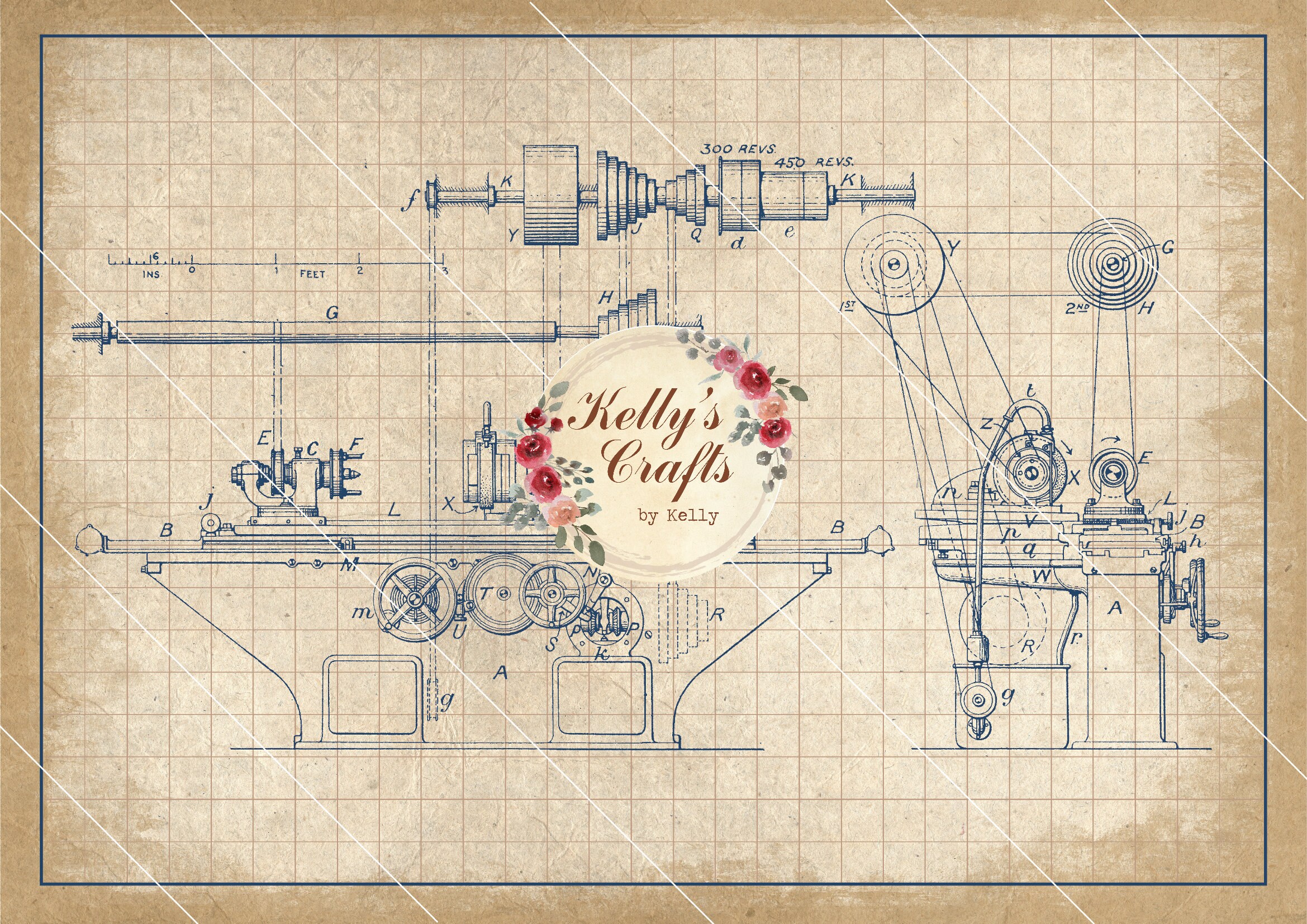 Mechanical Blueprints a digital collection of 10 journal page | Etsy