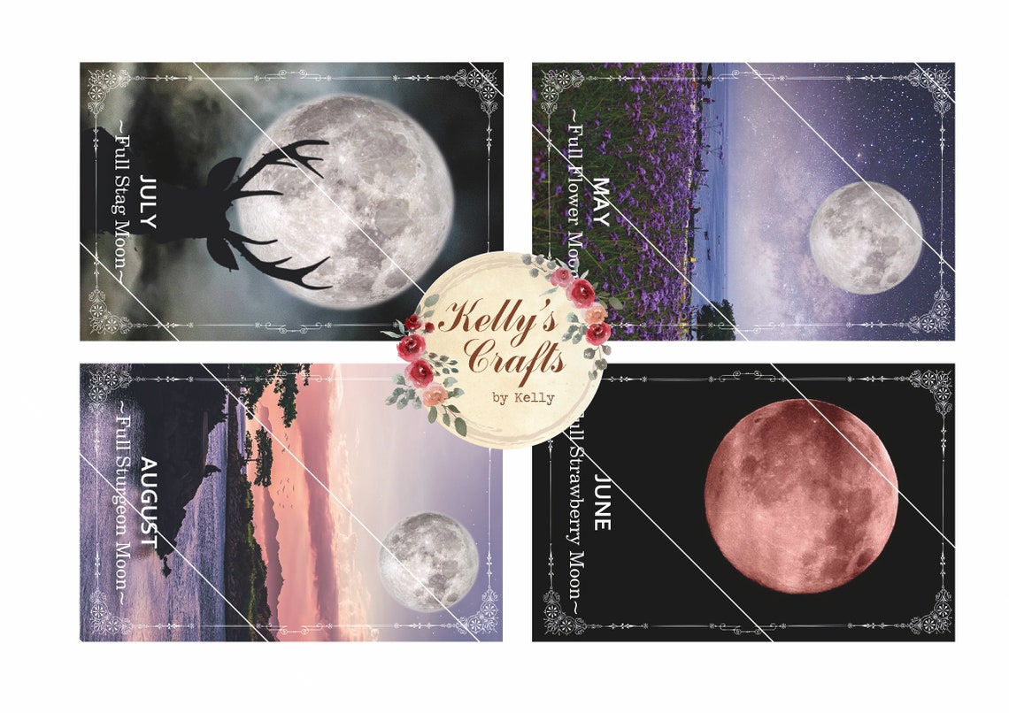 Full Moon Journaling Cards a Printable Digital Set of 12 Moon - Etsy