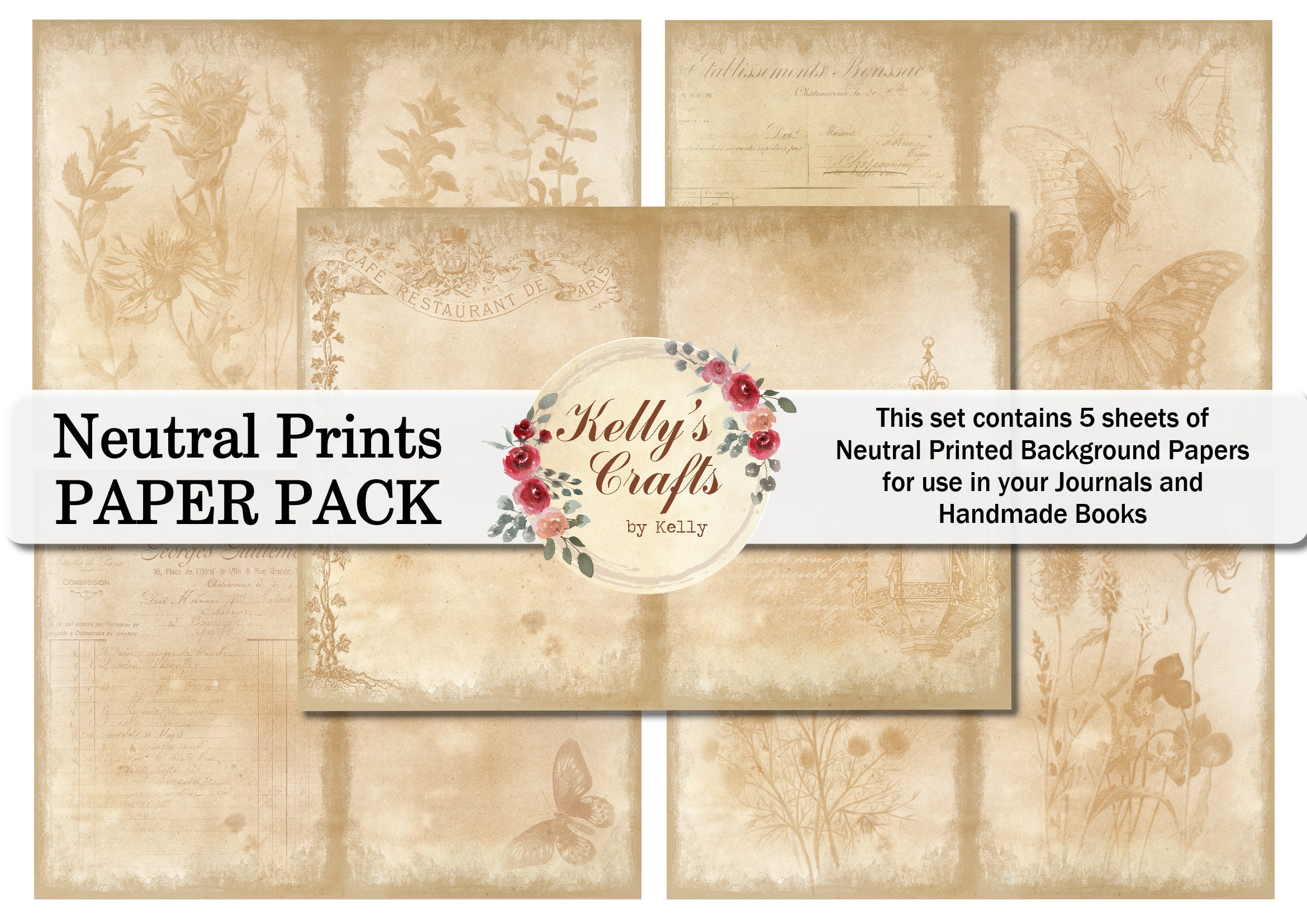 Neutral Paper Packs for Journaling and Scrapbooking 4 Sets - Etsy