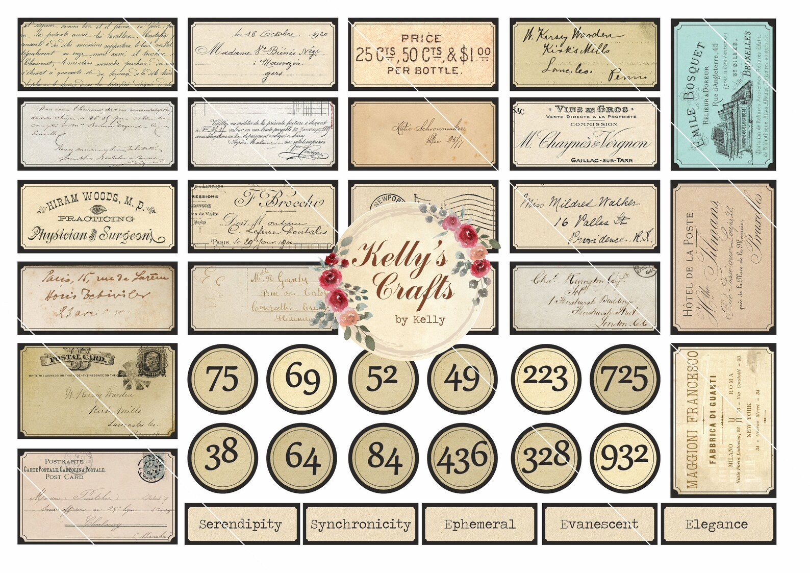 Random Labels Script Words Numbers 5 Pages of Random - Etsy