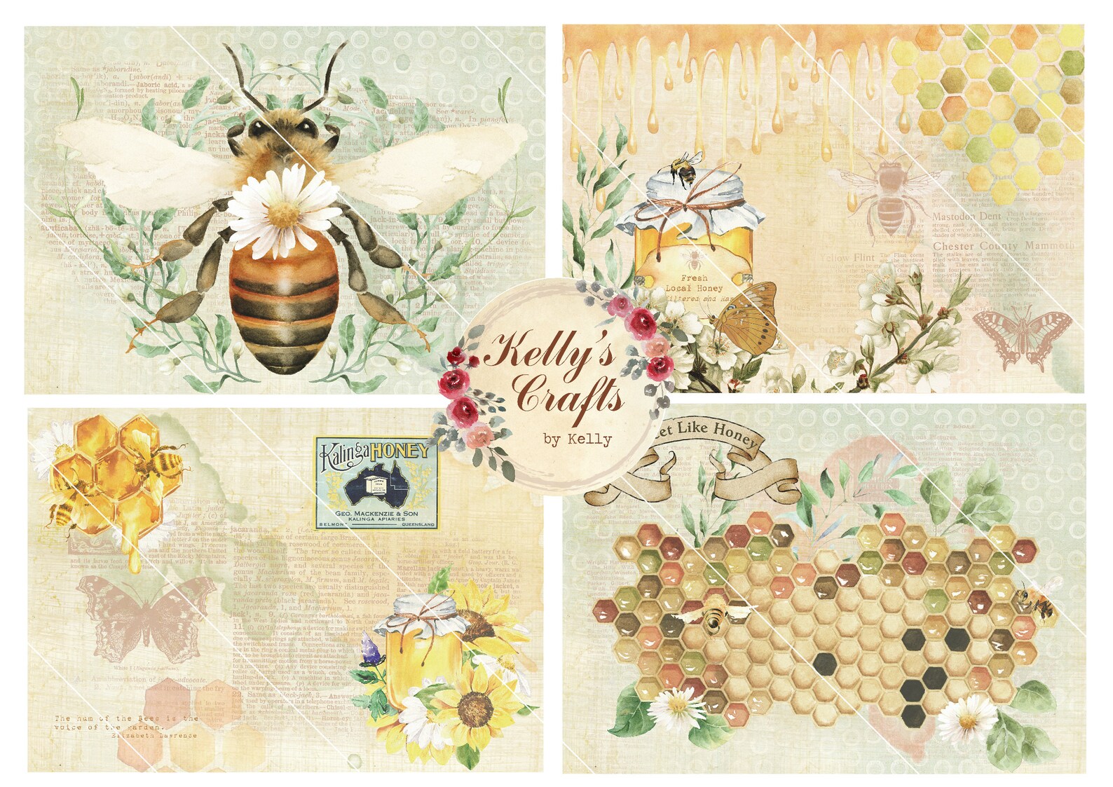 The Honey Bees Printable Journal Kit Bee Junk Journal Kit | Etsy Uk