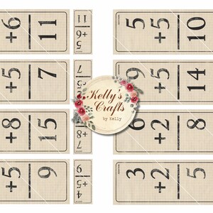 Maths Flash Cards: Vintage Printable Ephemera (digital Download) - Etsy