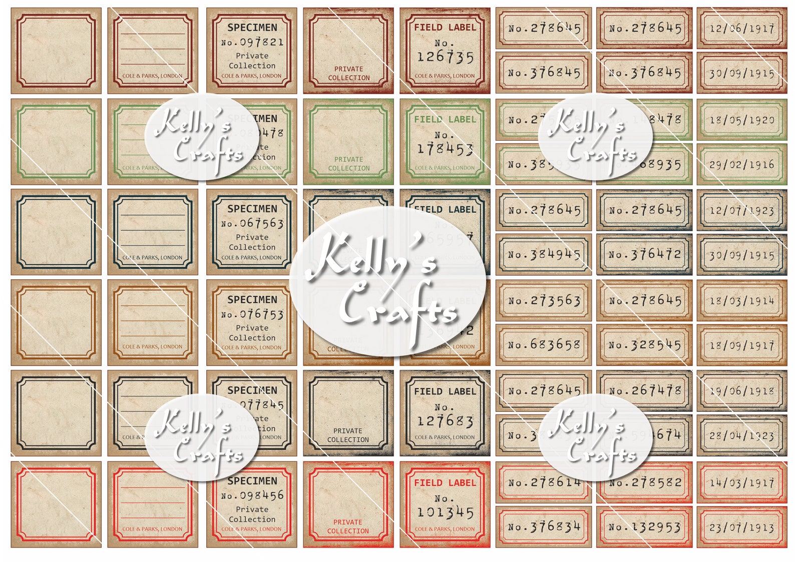 Vintage Field and Specimen Labels - Suitable for Use With Nature and ...