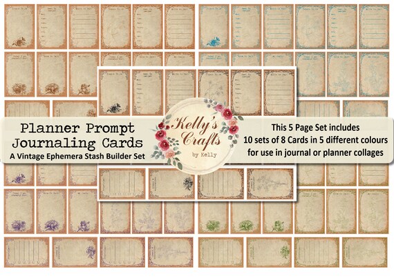 Planner Prompt Journaling Cards 10 Sets of 8 Cards in 5 - Etsy