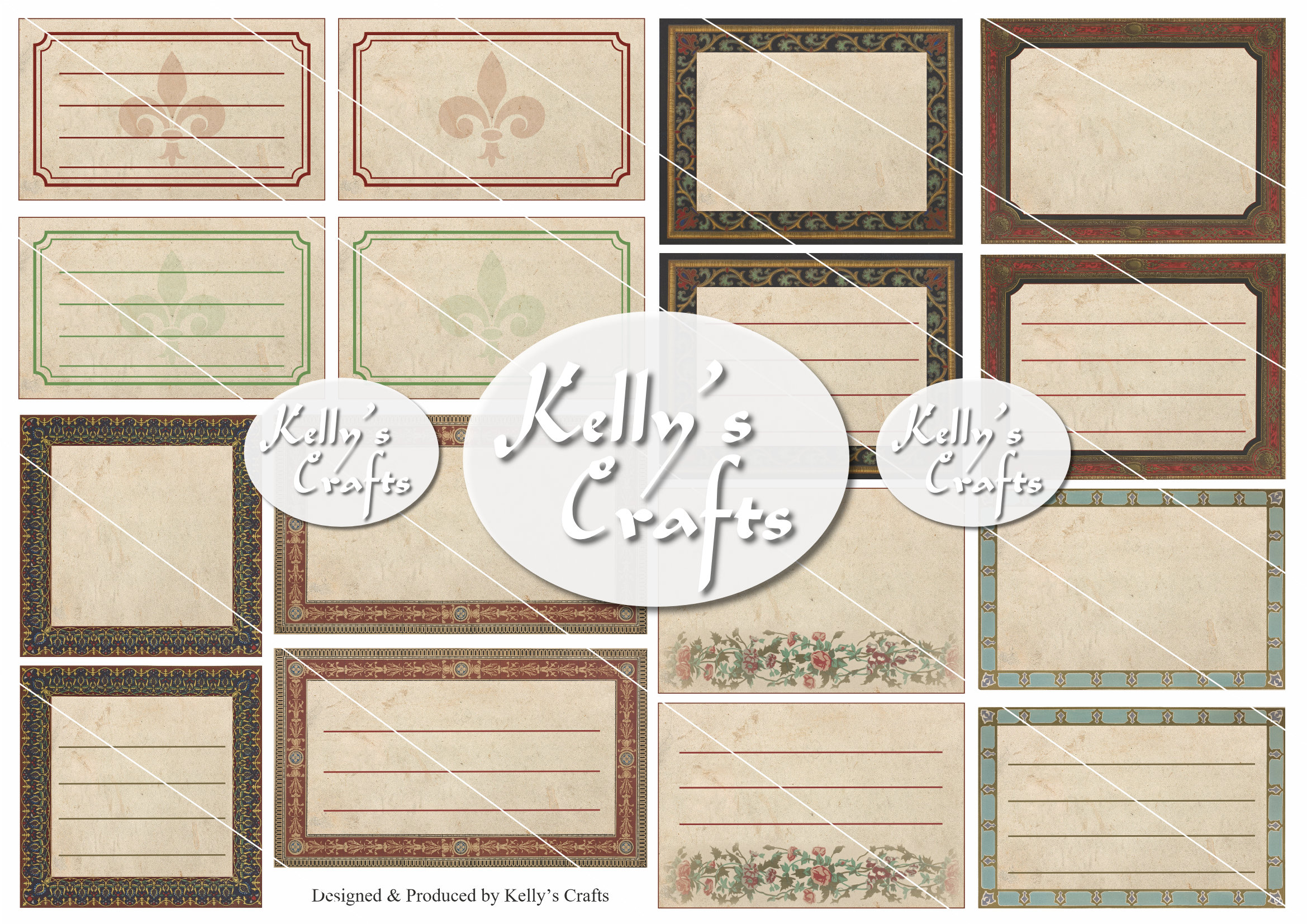 Medieval Labels & Elements Digital Kit, 4 Full Pages of Elements ...