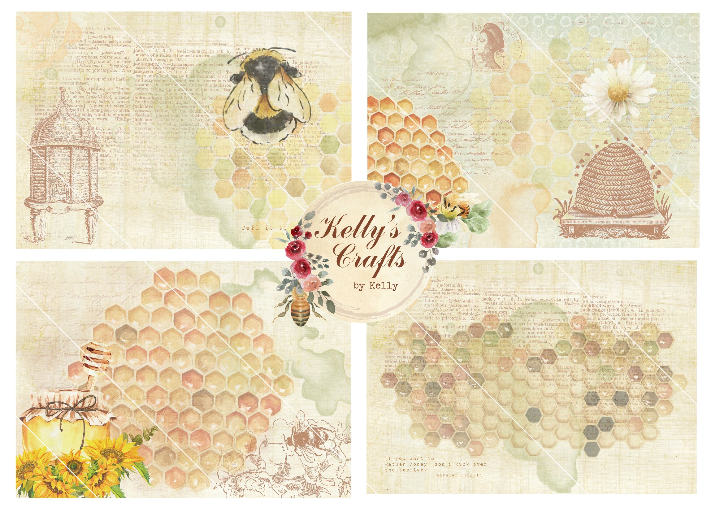 The Honey Bees Printable Journal Kit Bee Junk Journal Kit | Etsy UK