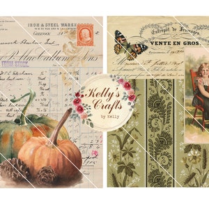 Printable Tall 'autumn Wallpaper' Junk Journal Kit, Floral Printable ...