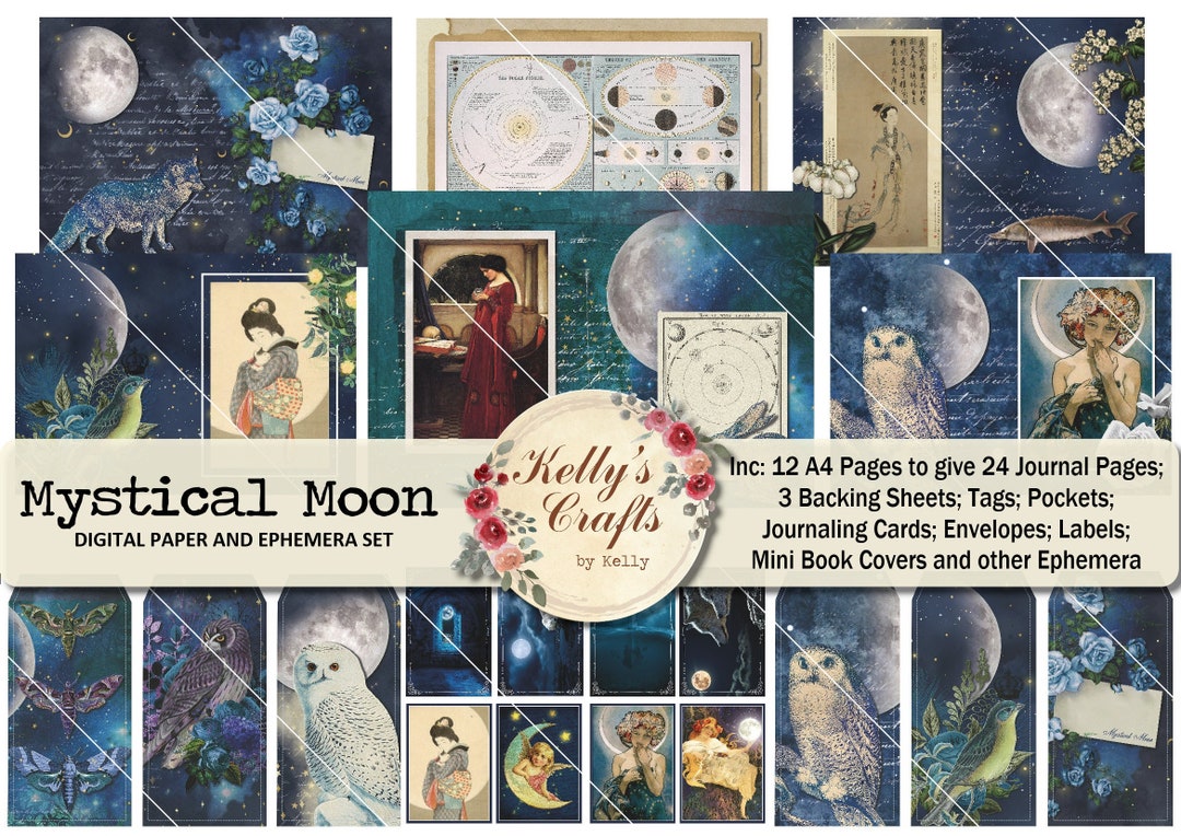 Mystical Moon Journal Digital Download, Moon Printables, Spiritual Junk ...