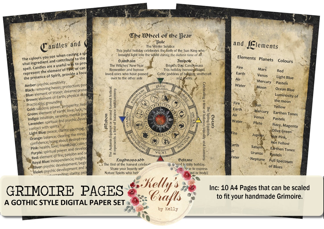 Grimoire Pages: Witchcraft Spell Book, A4 Printable Sheets (digital ...