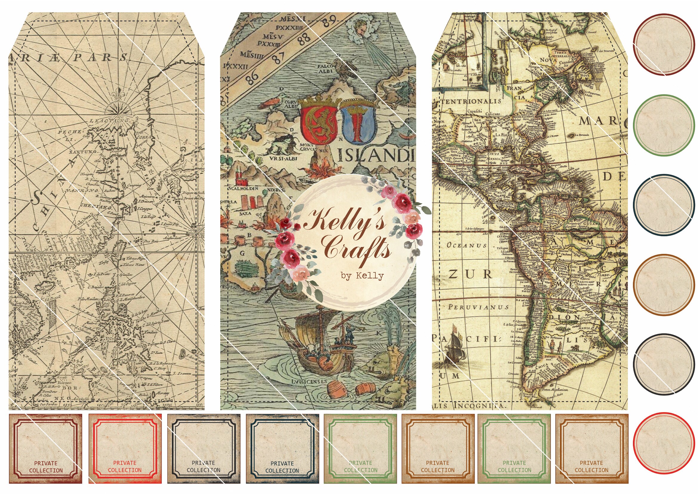 Medieval Maps Tags, Elements and Embellishments to Create a Variety of ...