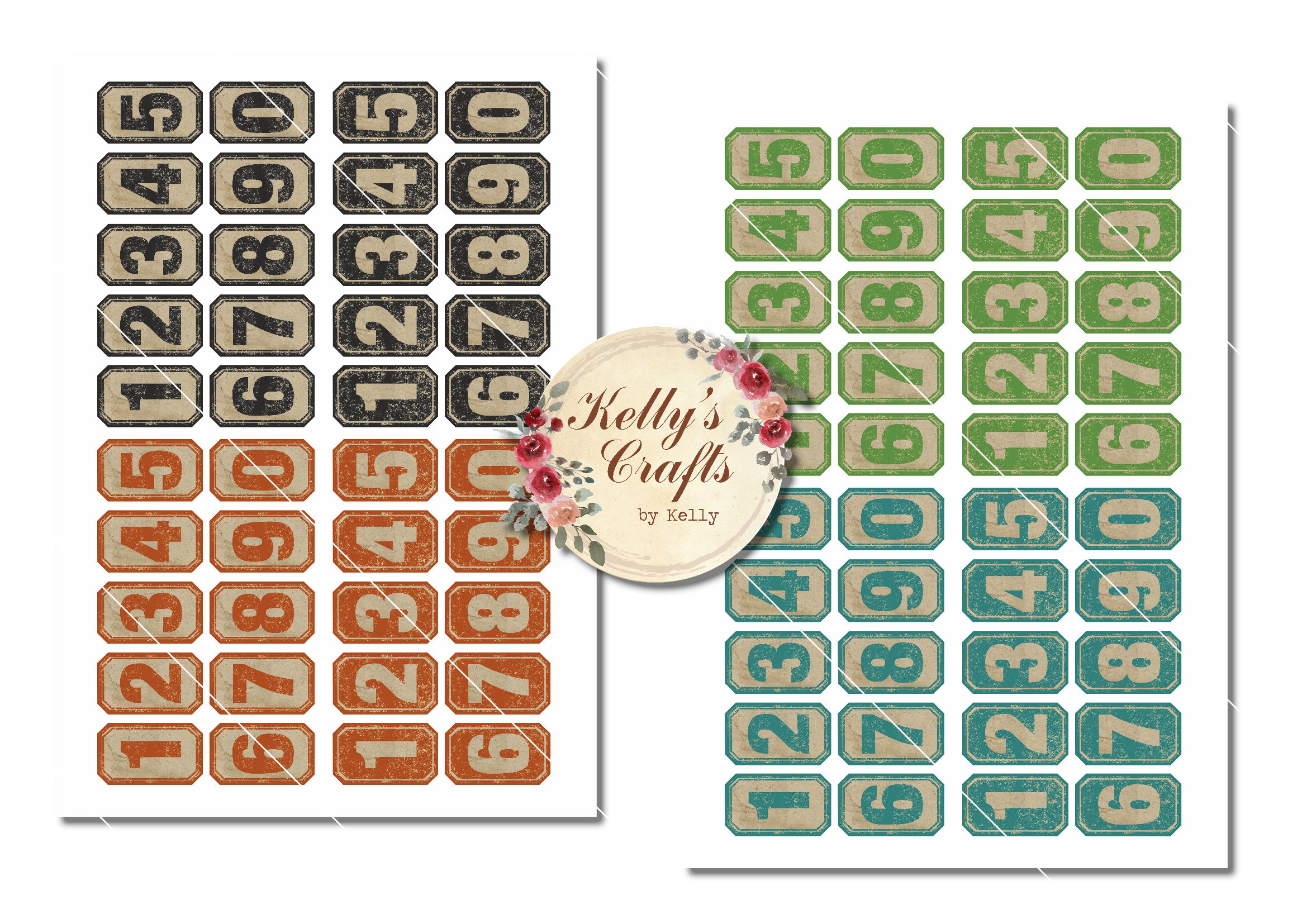 Number Labels Digital Download Printable Journal Ephemera - Etsy
