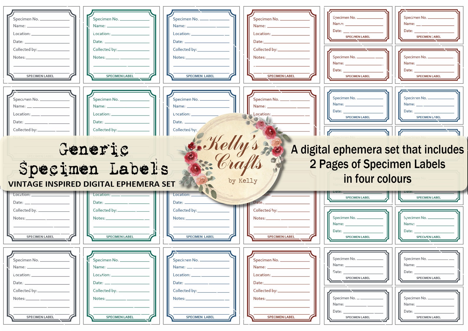 Generic Specimen Cards and Labels, Nature Specimen Cards/labels - Etsy