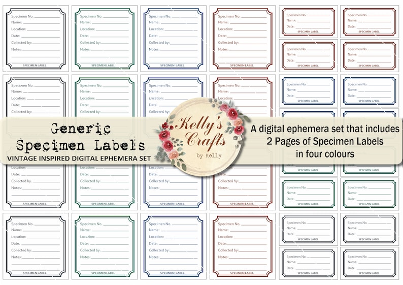 Generic Specimen Cards and Labels, Nature Specimen Cards/labels - Etsy