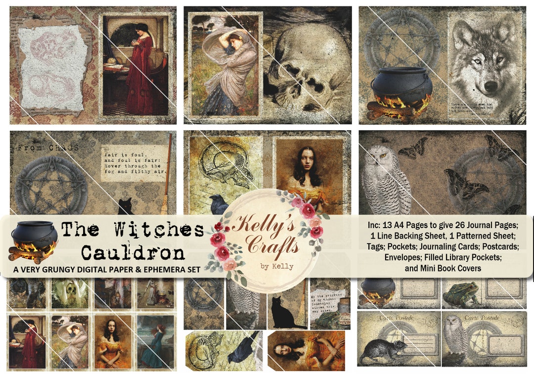 Witches Cauldron Junk Journal Kit: Grungy Gothic Printables (digital ...