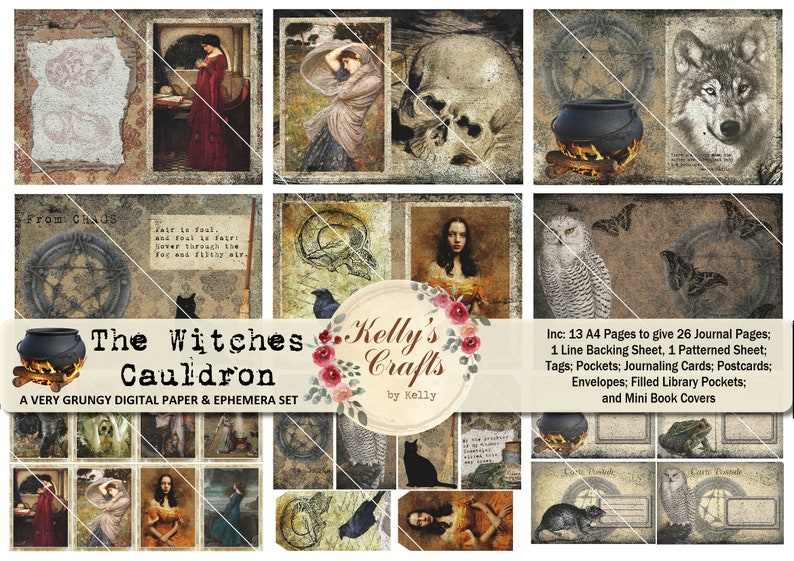 Witches Cauldron Junk Journal Kit: Grungy Gothic Printables (digital ...