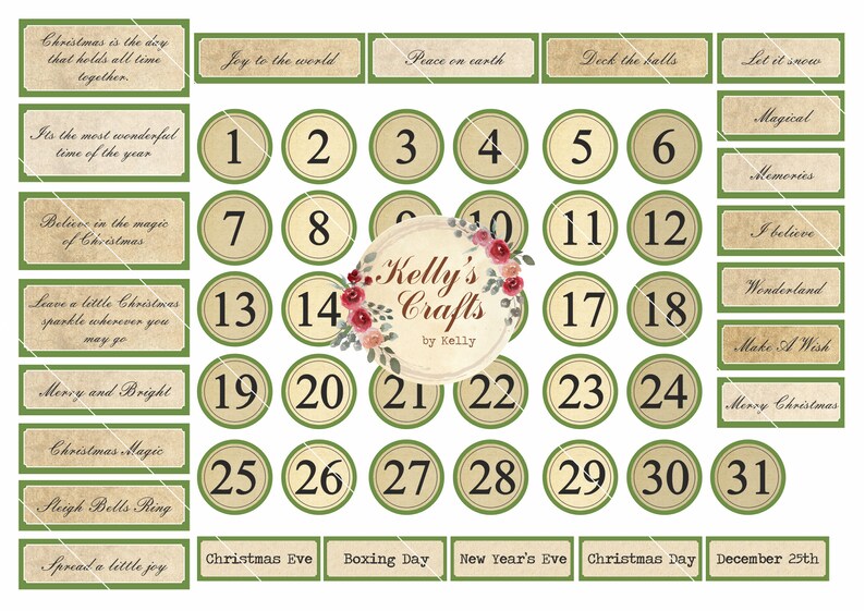 Christmas Labels Script Words Quotes Numbers - Etsy