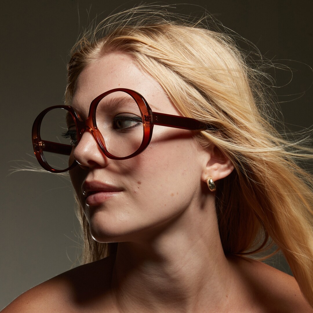 Large Oversized Geometric Sunglasses or Eyeglasses Translucent Brown ...