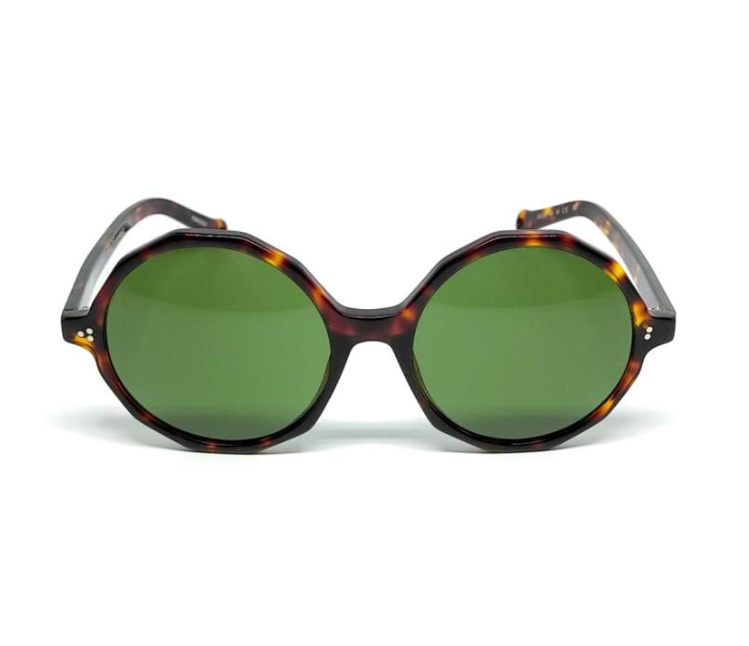 Hally & Son Large Round Brown Tortoiseshell Acetate Sunglasses Retro ...