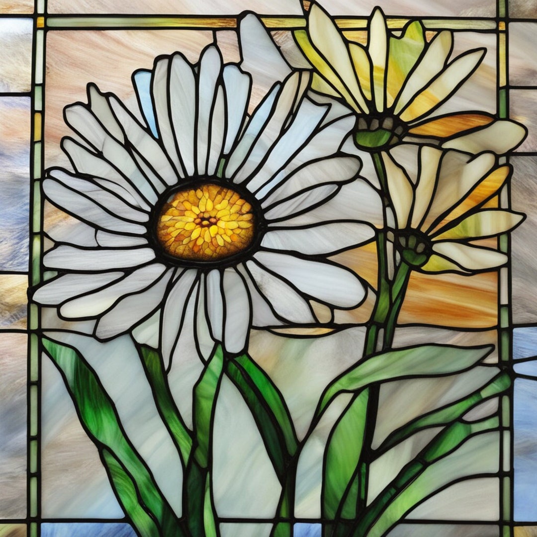 Daisies Stained Glass Painting Pattern - Etsy
