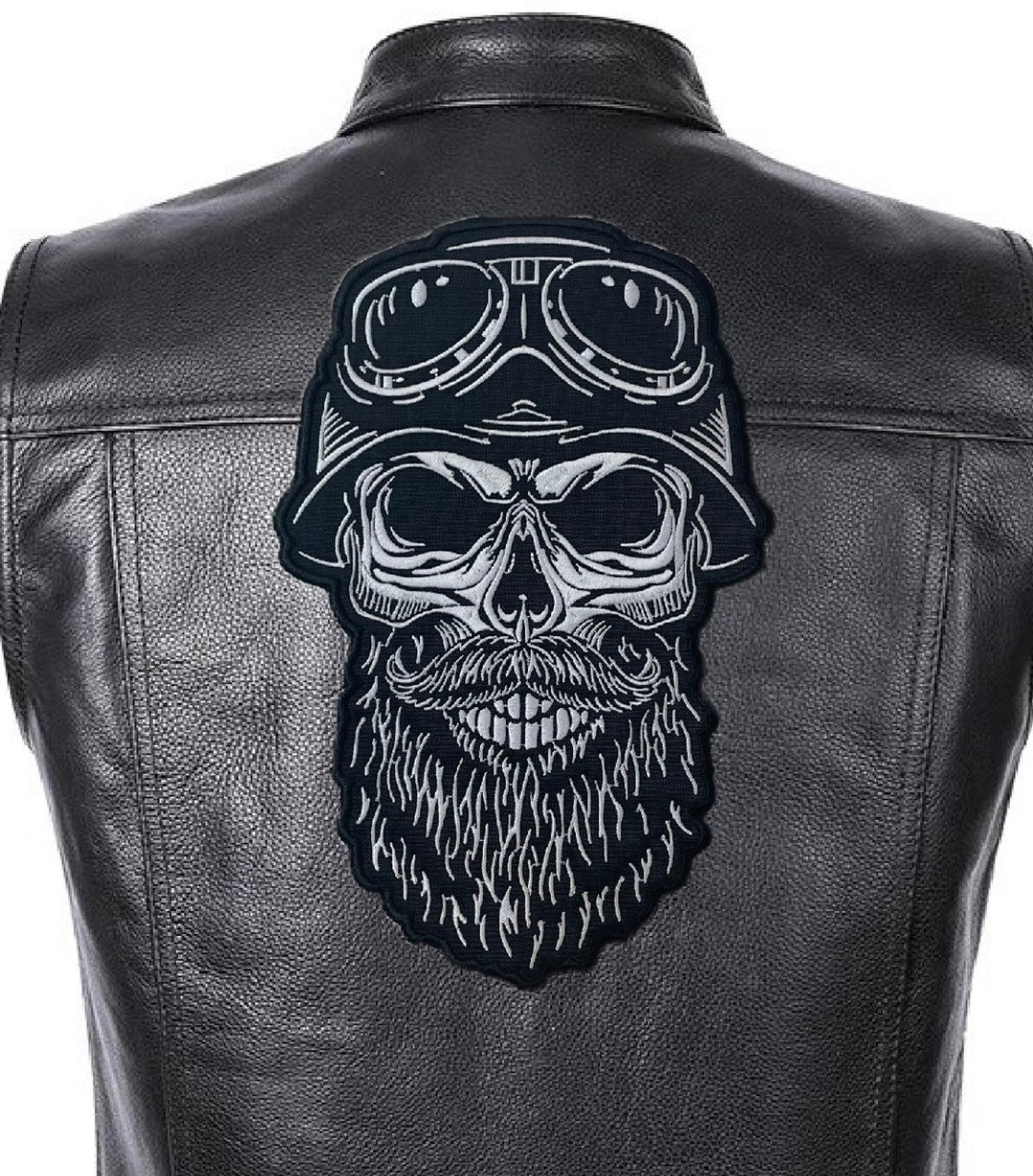 Skull With Helmet Patch for Bikers, Motoclub Jacket, Large Patch, Back ...