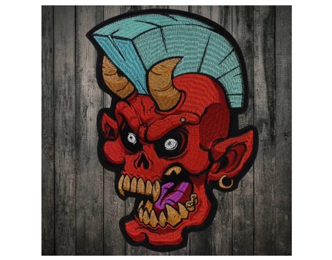 Big Punk Skull Back Patch, Biker Patch for Bikers, Motoclub Jacket ...