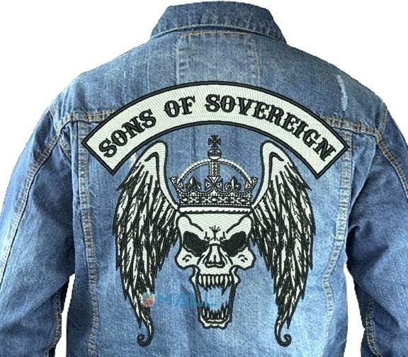 Notions Skull Indian Biker Embroidered Big Back Patch for denim Jacket ...