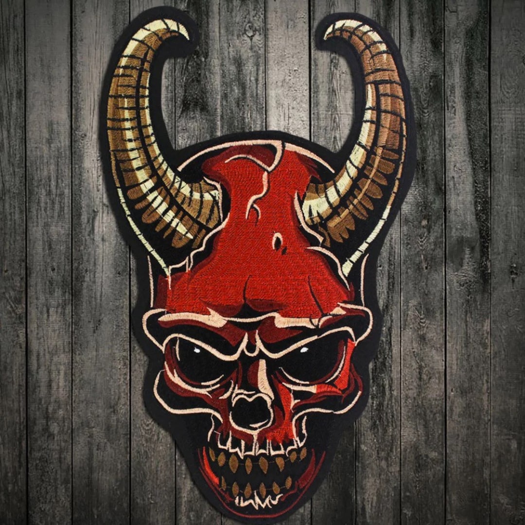 Skull With Horns Patch for Bikers, Motoclub Jacket, Large Patch, Back Patch - Etsy