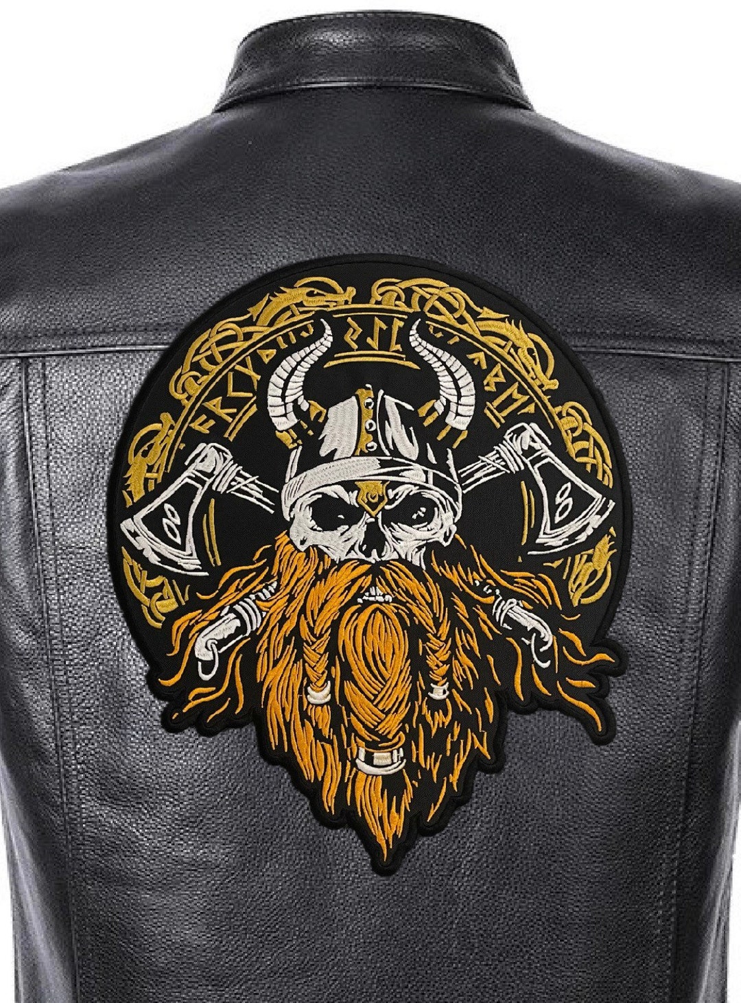 Viking With Runes Patch for Bikers, Motoclub Jacket, Large Patch, Back ...