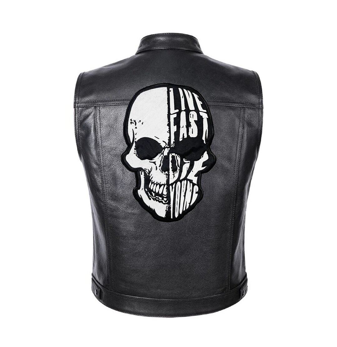 Live Fast Die Young Skull Patch for Bikers, Motoclub Jacket, Large ...