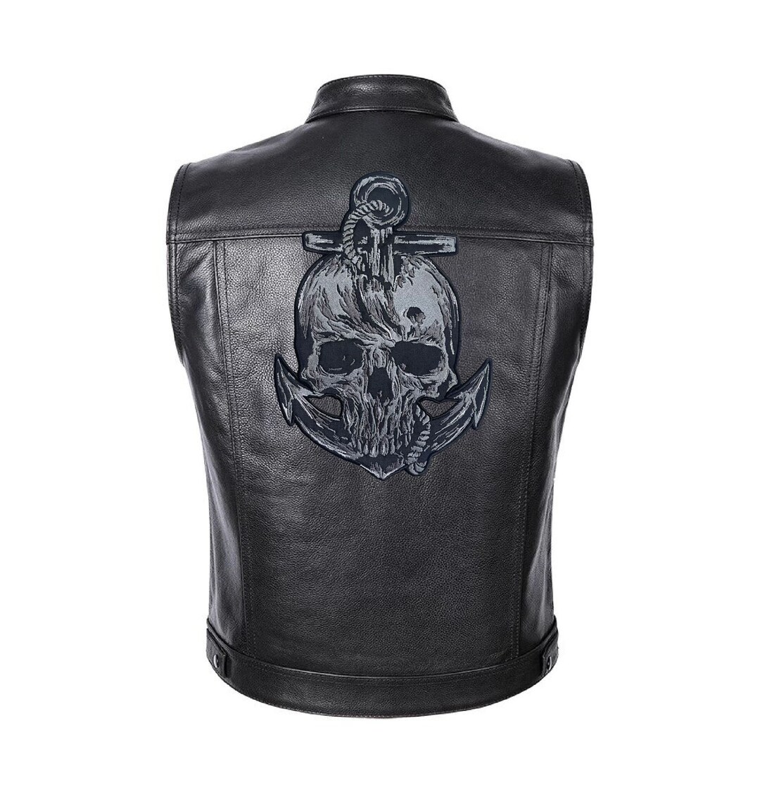Skull Anchor Patch for Bikers, Motoclub Jacket, Large Patch, Back Patch ...