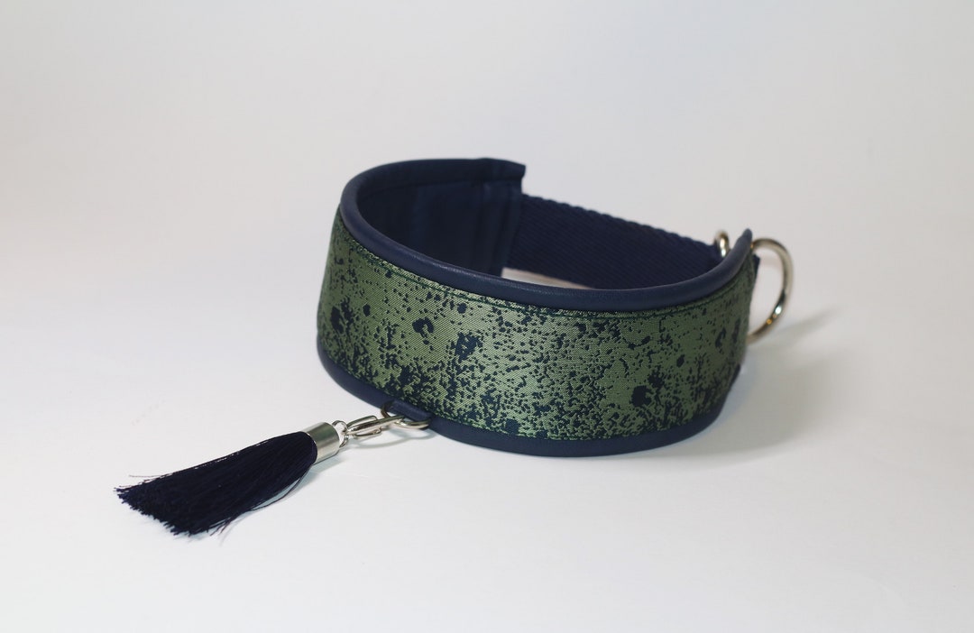 Dog & Sighthound Unique Collar Unit Model Silk Jacquard Genuine Leather ...