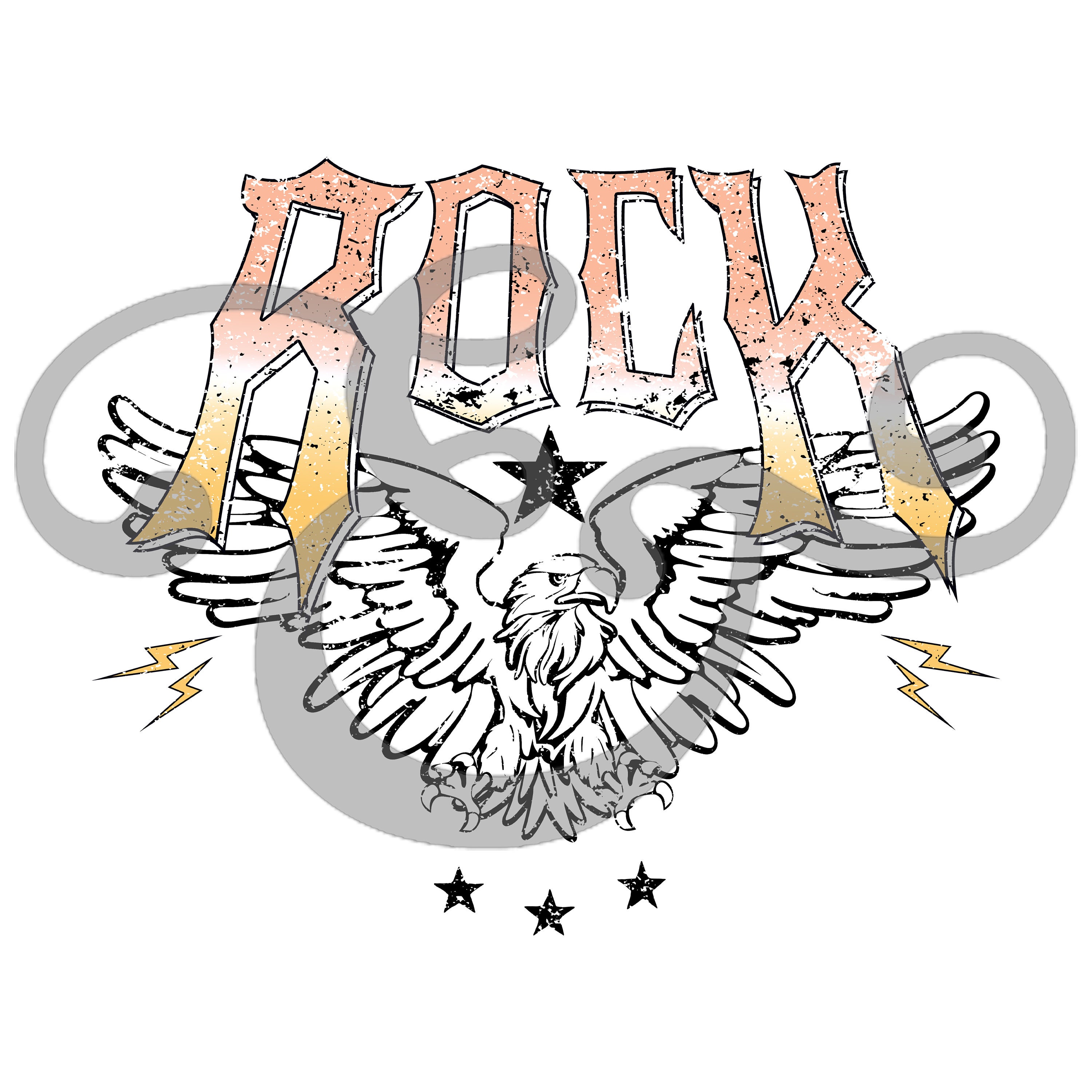 Rock Eagle Screen Print Transfer (high Heat Formula) // Ready to Press ...