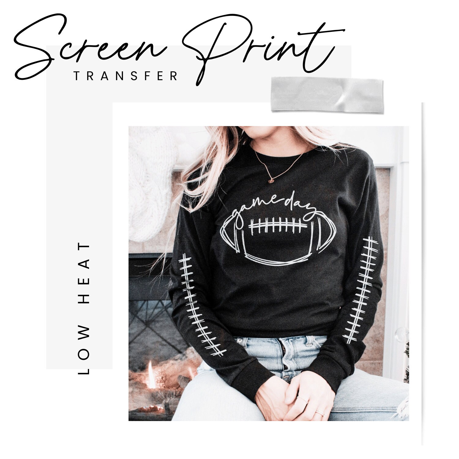 Game Day Football With Seams Screen Print Transfer (low Heat Formula ...