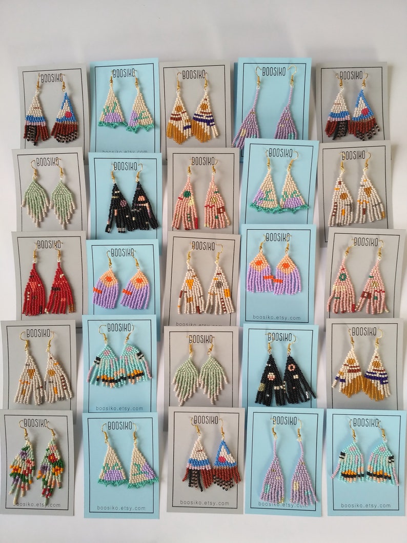 Sunset/Sunrise Beaded Earrings/mismatched/wearable art/Small | Etsy