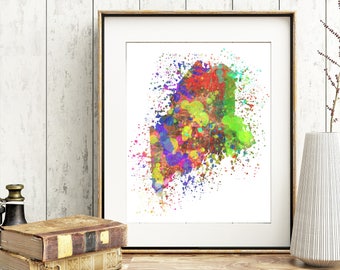 Minnesota Map Print. Watercolor Paint Splatter. Abstract Art. | Etsy