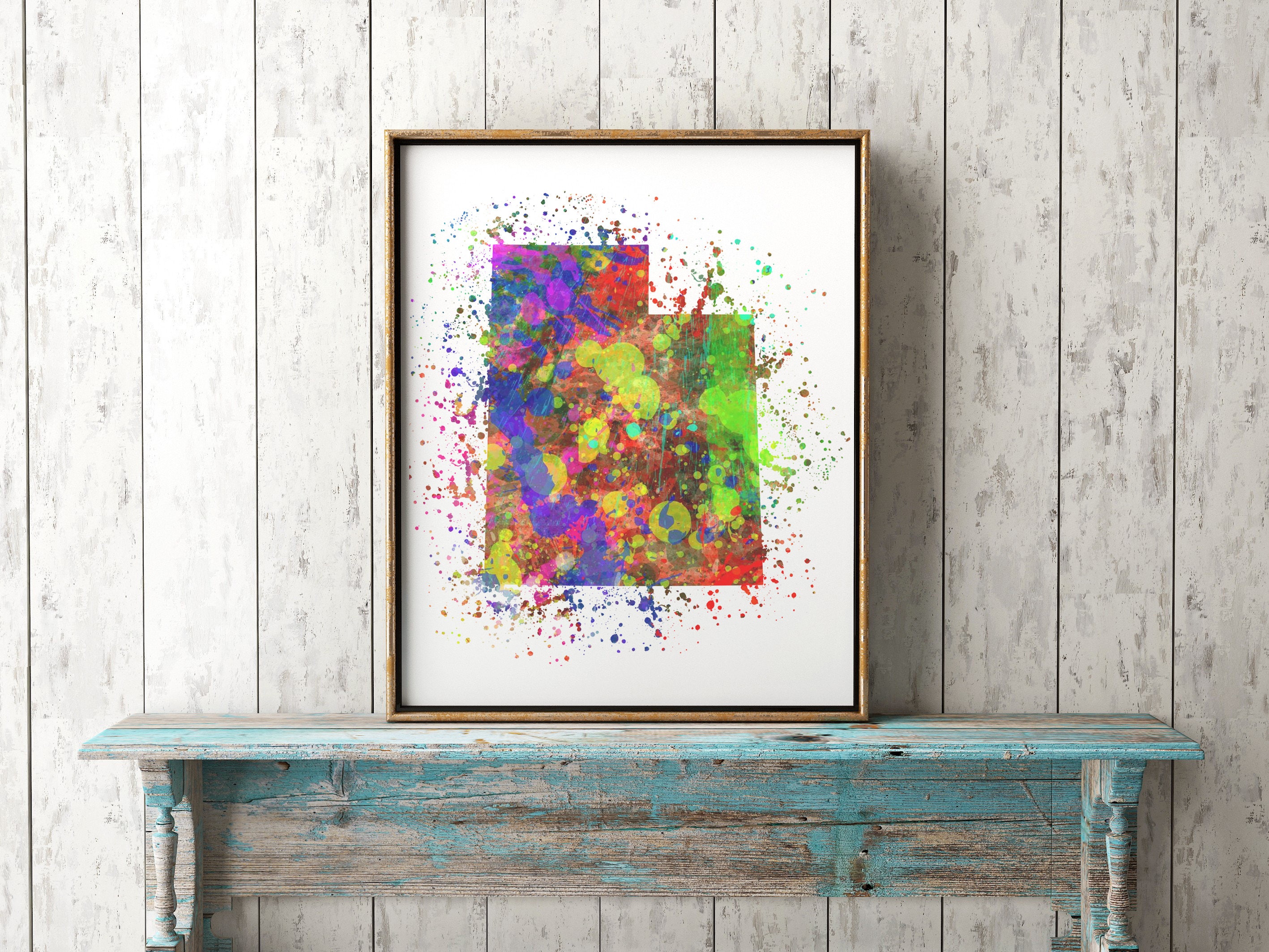 Utah Map Print. Watercolor Paint Splatter. Abstract Art. - Etsy