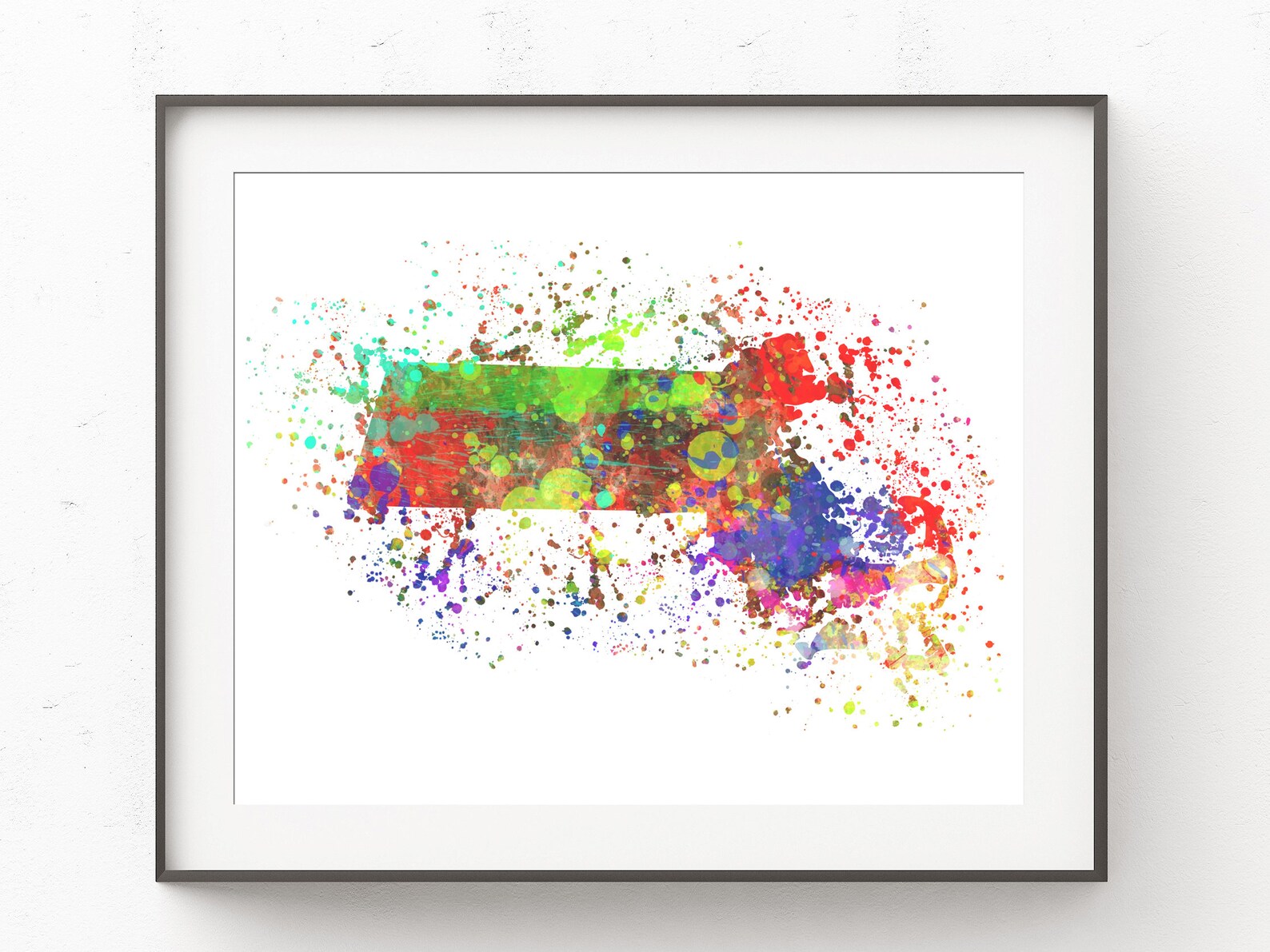 Massachusetts Map Print. Watercolor Paint Splatter. Abstract Art ...