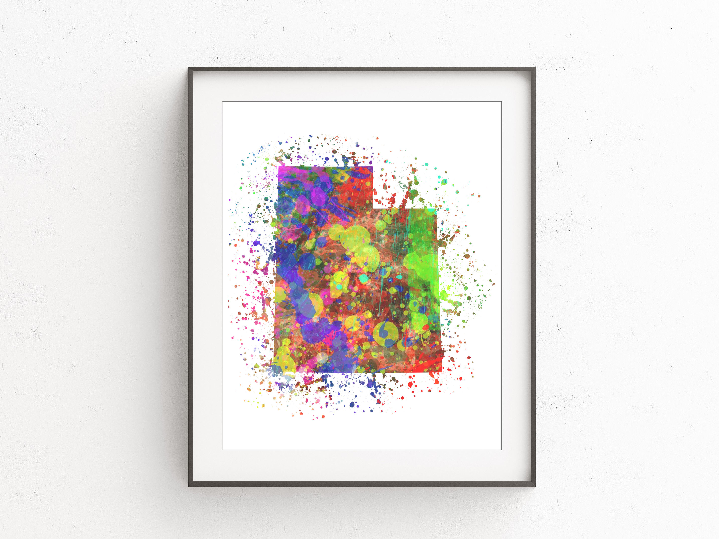 Utah Map Print. Watercolor Paint Splatter. Abstract Art. - Etsy