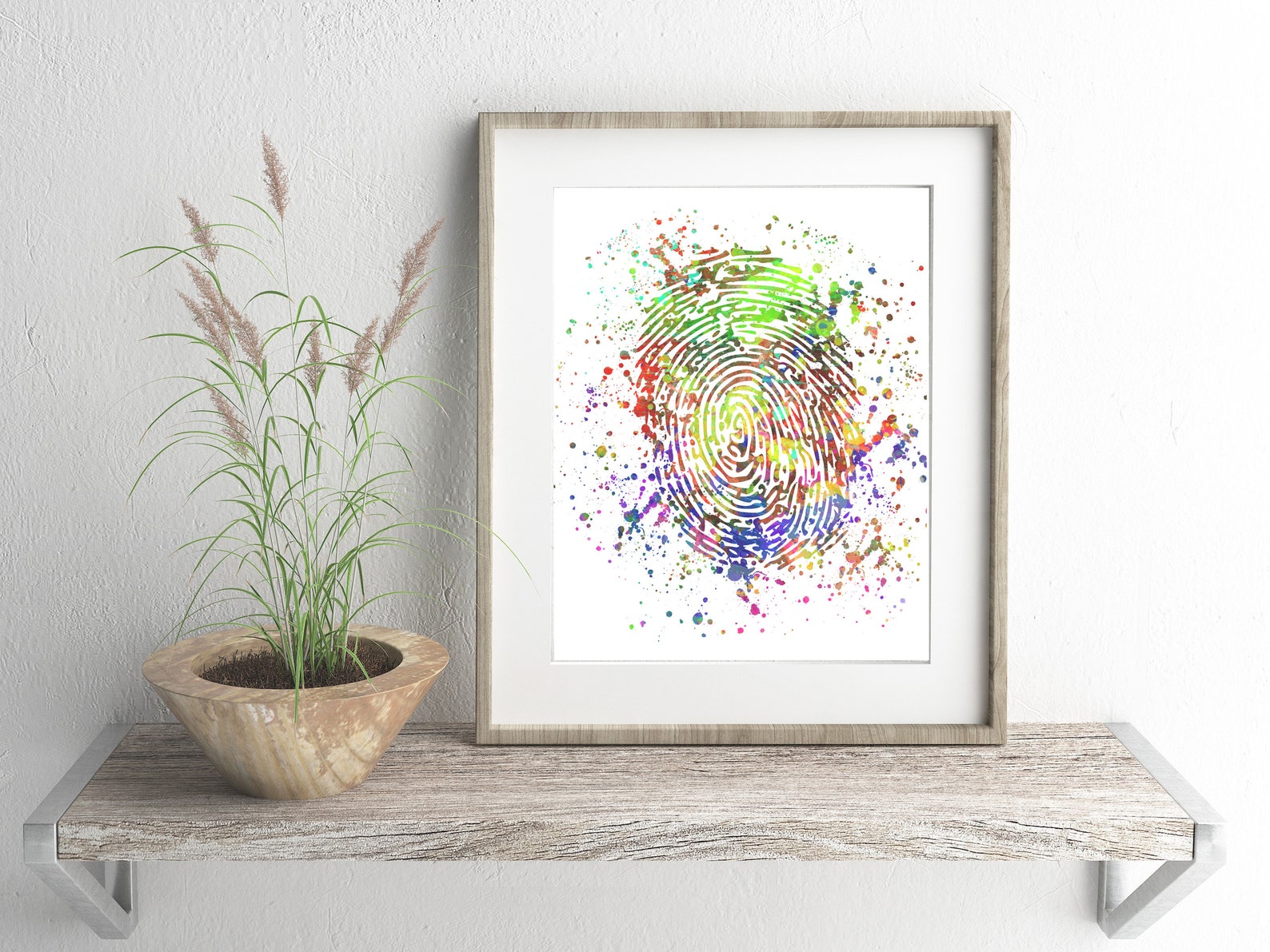 Fingerprint Abstract Art Print. Watercolor Paint Splatter. Minimalist ...