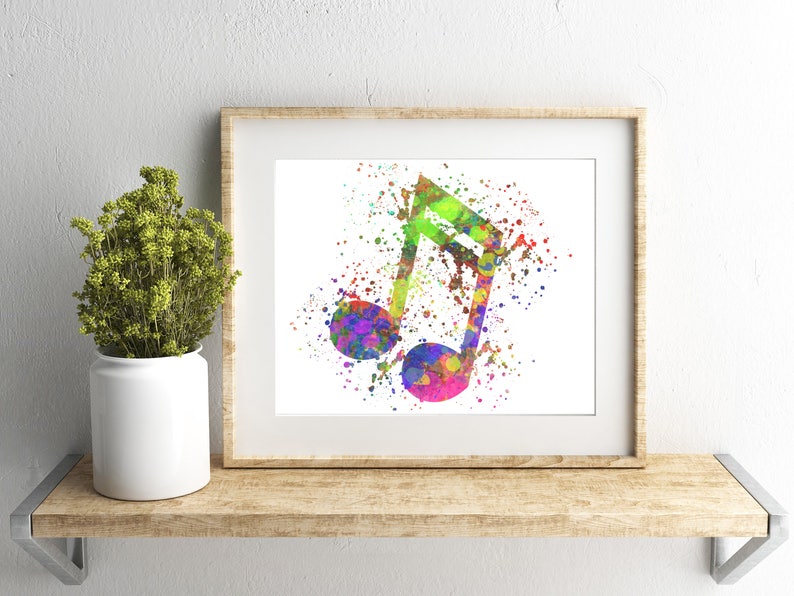 Music Note Abstract Art Print. Watercolor Paint Splatter. Musician ...