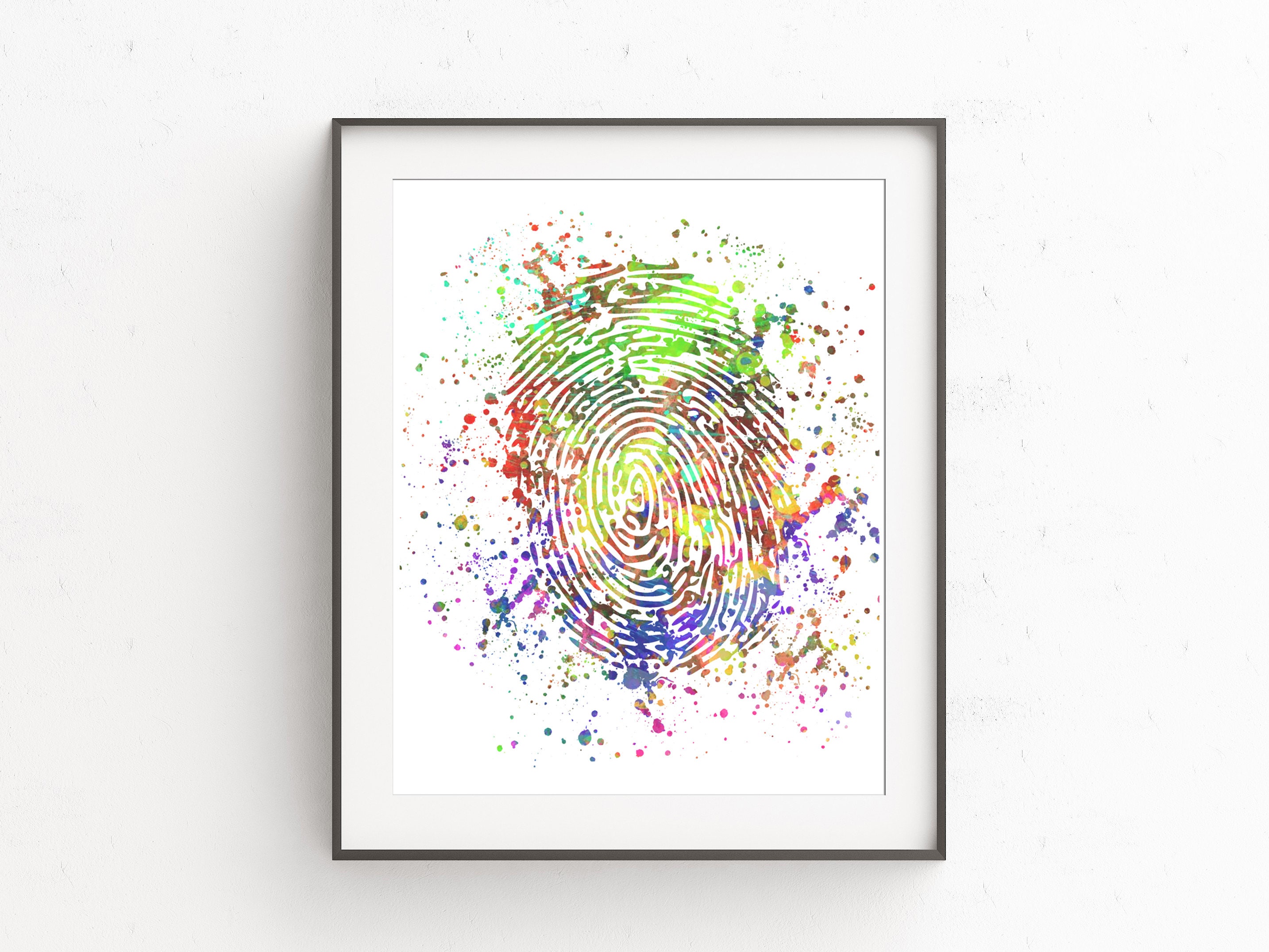 Fingerprint Abstract Art Print. Watercolor Paint Splatter. Minimalist ...
