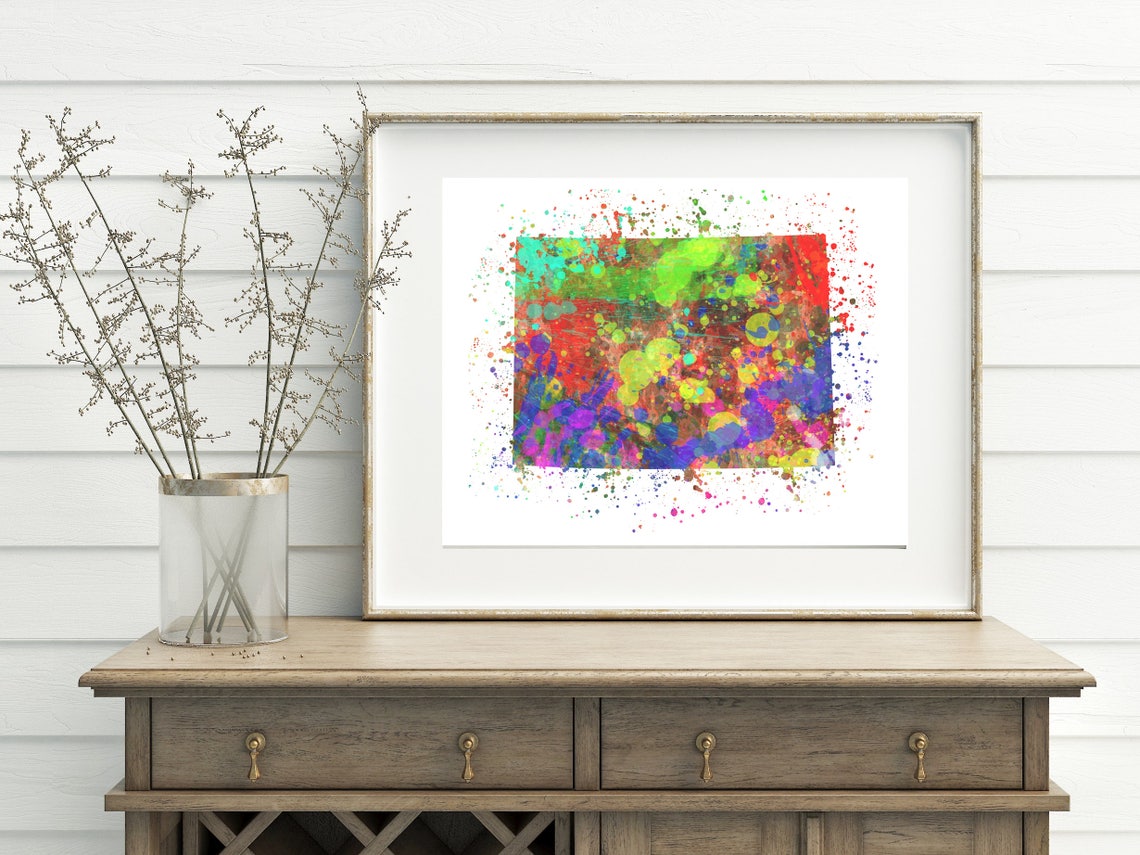 Colorado Map Print. Watercolor Splatter. Denver Pride. Native From ...