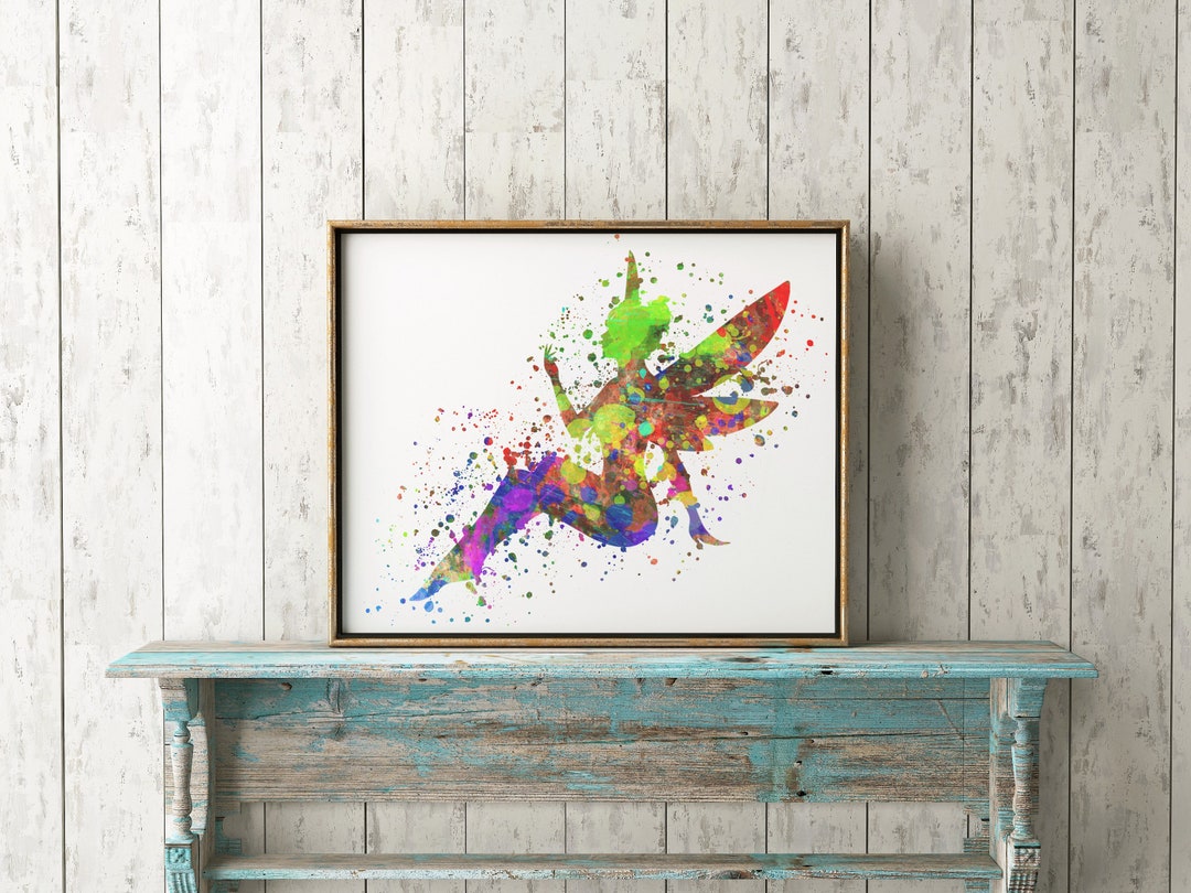Fairy Abstract Art Print. Watercolor Paint Splatter. Girl's Bedroom ...
